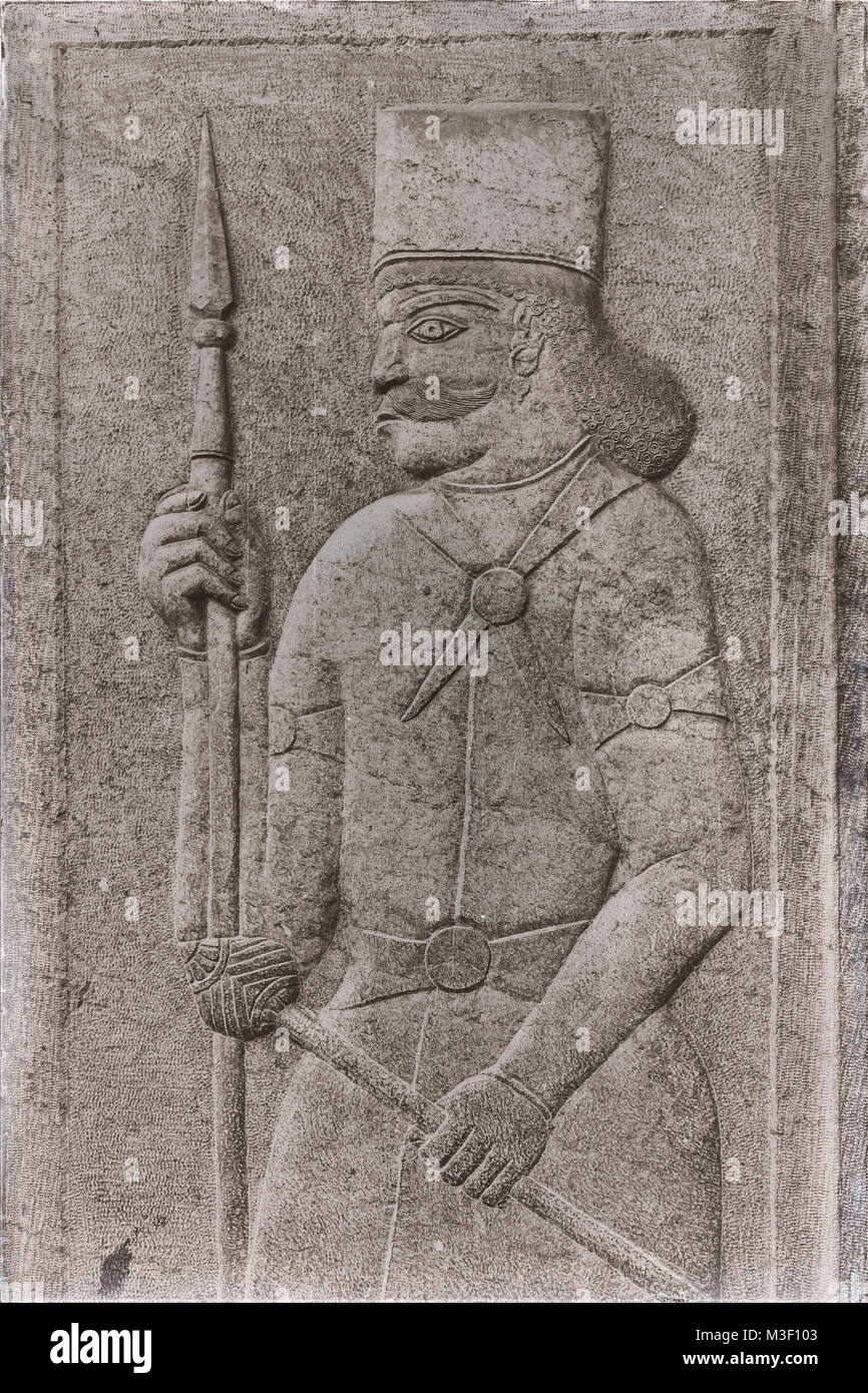 in iran the bas relief of an antique warrior Stock Photo - Alamy