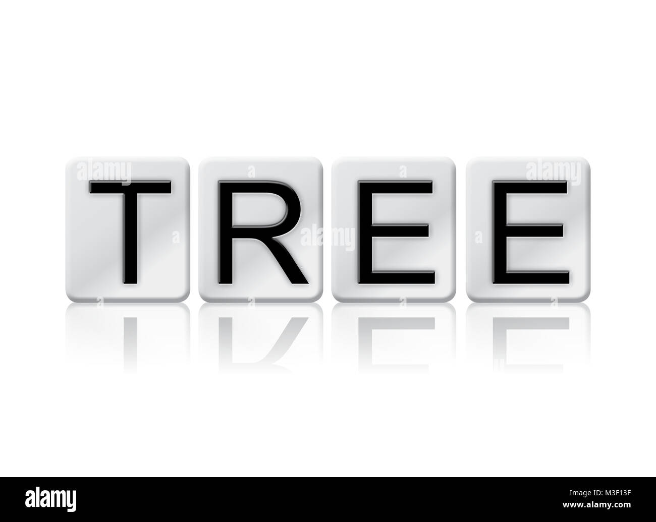 The word Tree concept and theme written in white tiles and isolated on ...