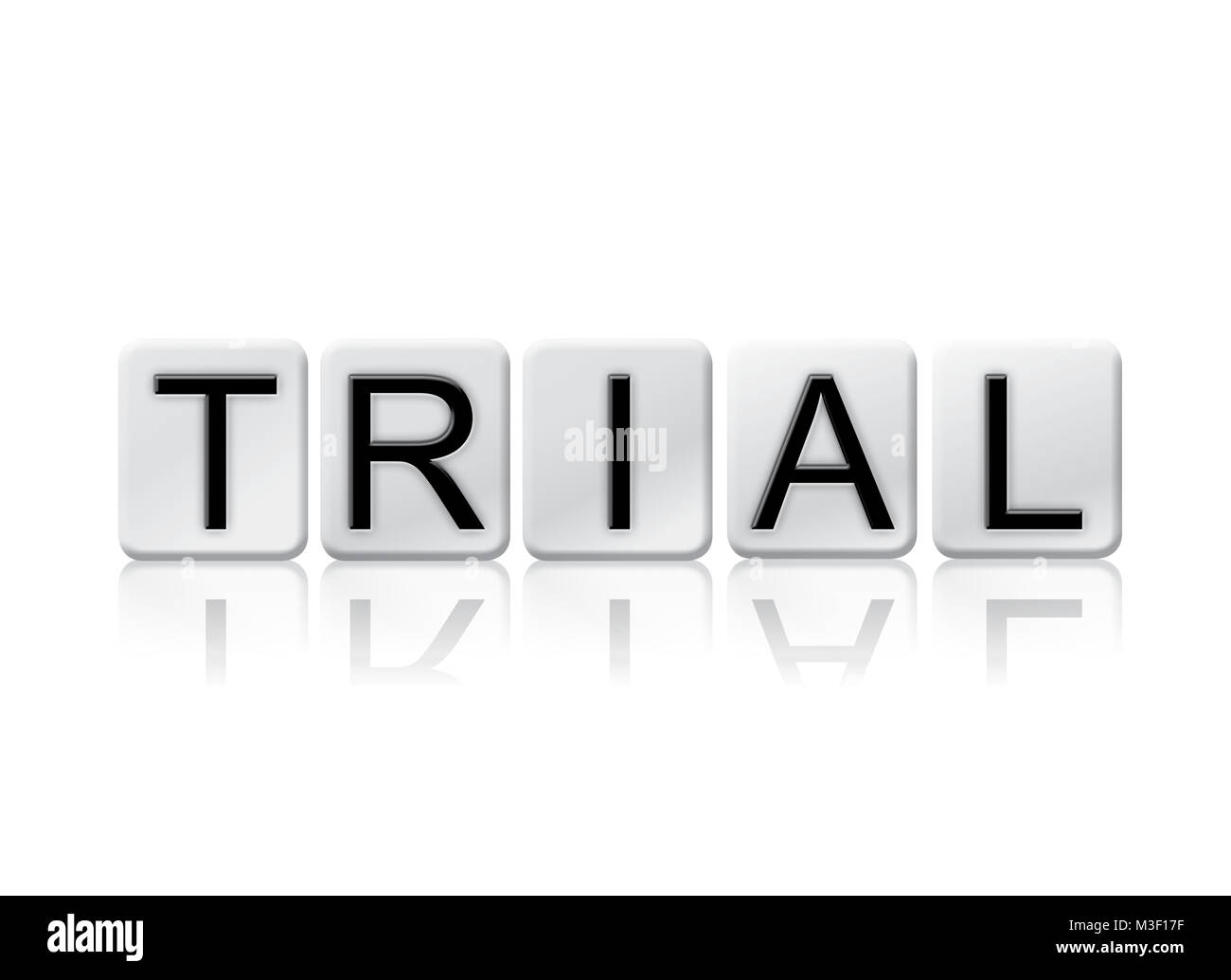 The word Trial concept and theme written in white tiles and isolated on ...