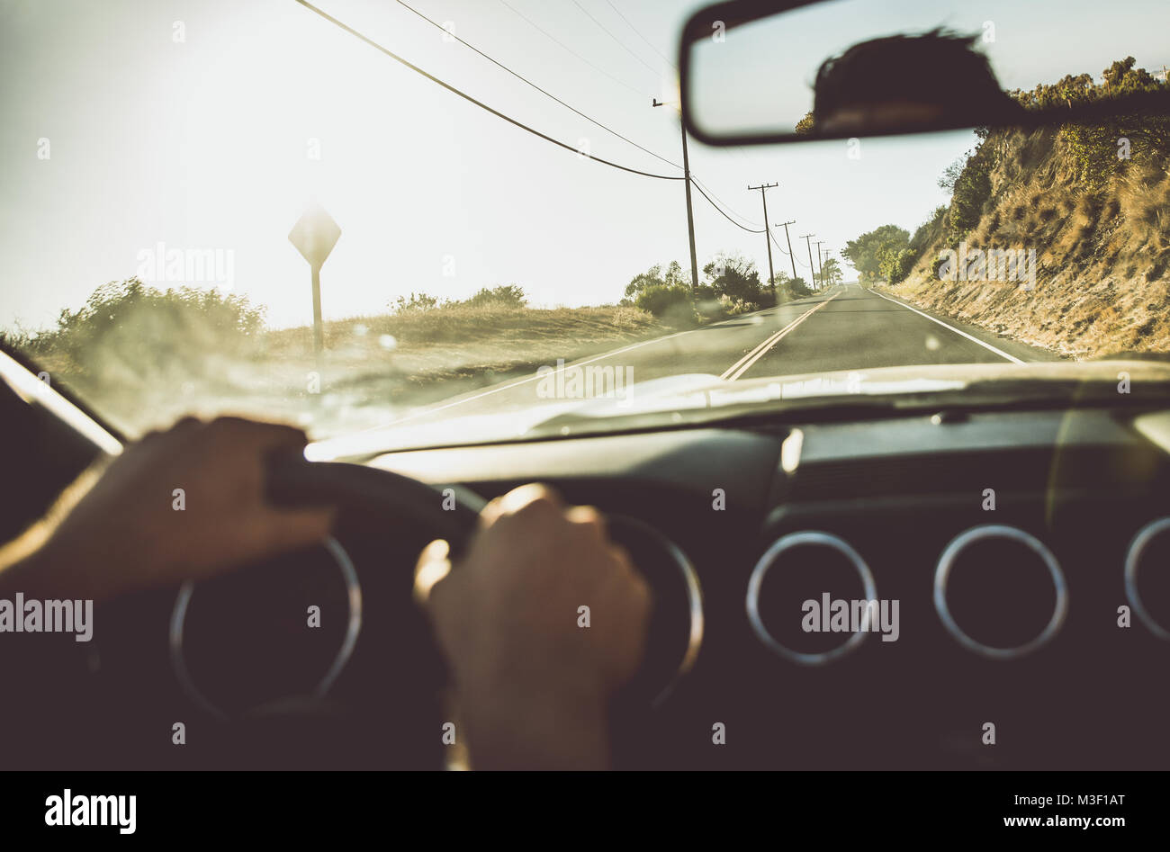 Man driving convertible car in Los angeles, santa monica Stock Photo ...