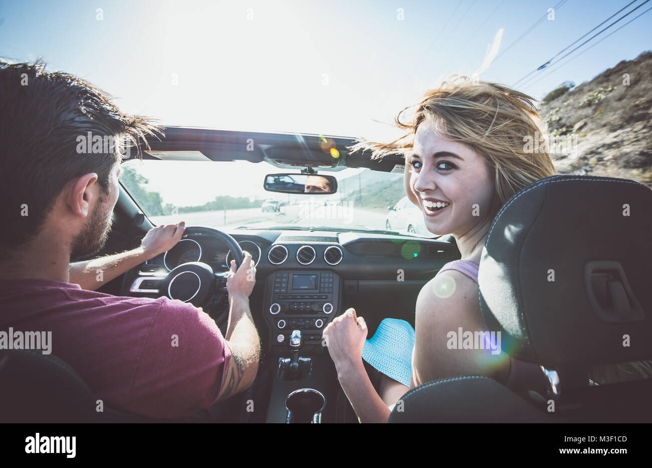 Couple car music singing hi-res stock photography and images - Alamy
