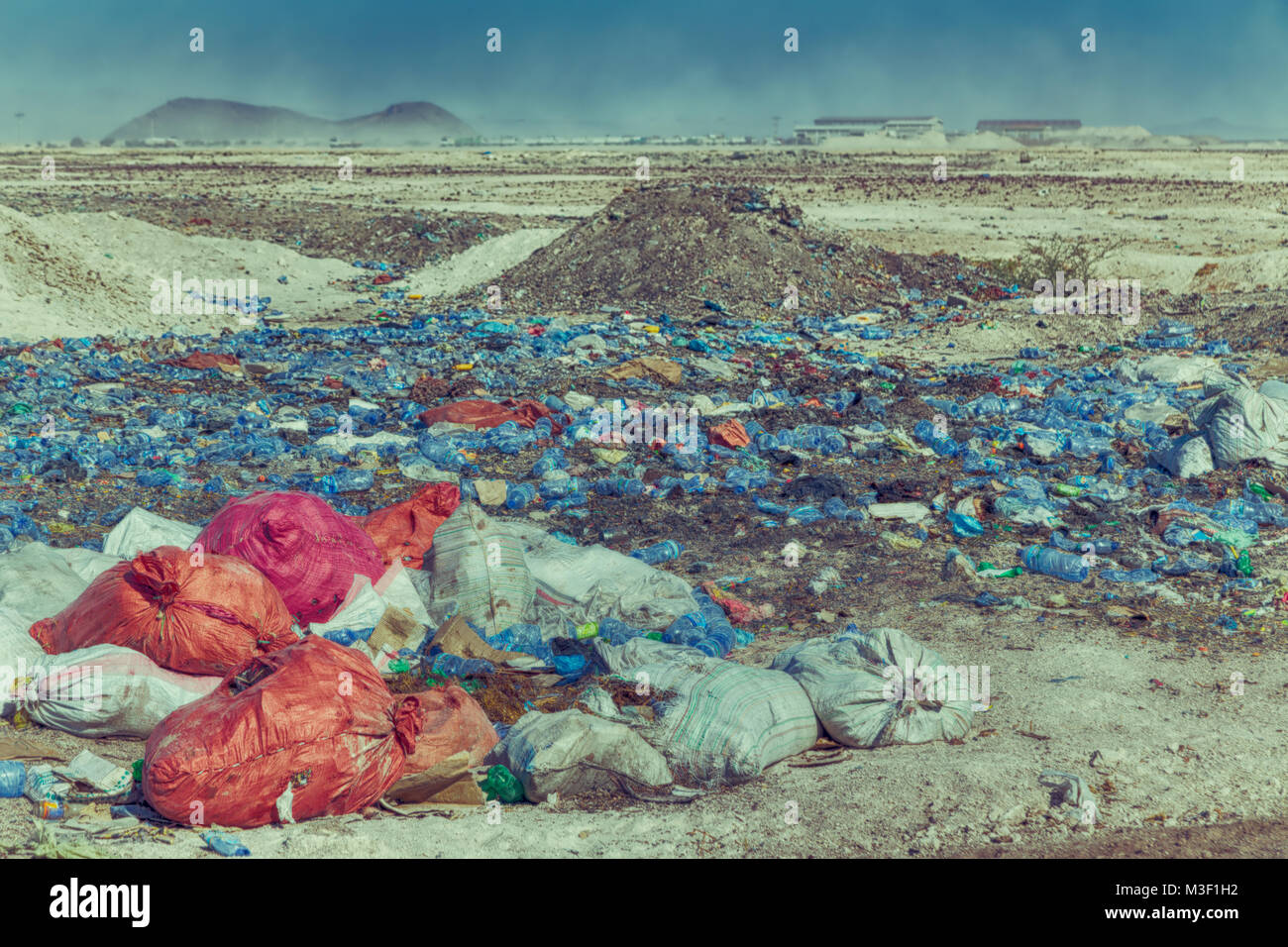 in ethiopia africa the discard garbage and plastic bottle near the city ...