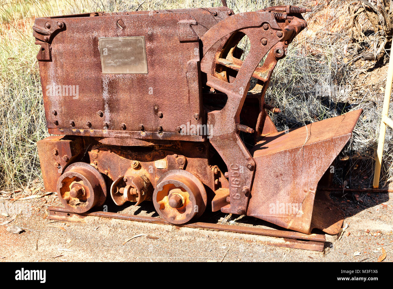 in australia the old and rusted mining cart and broken railway Stock ...