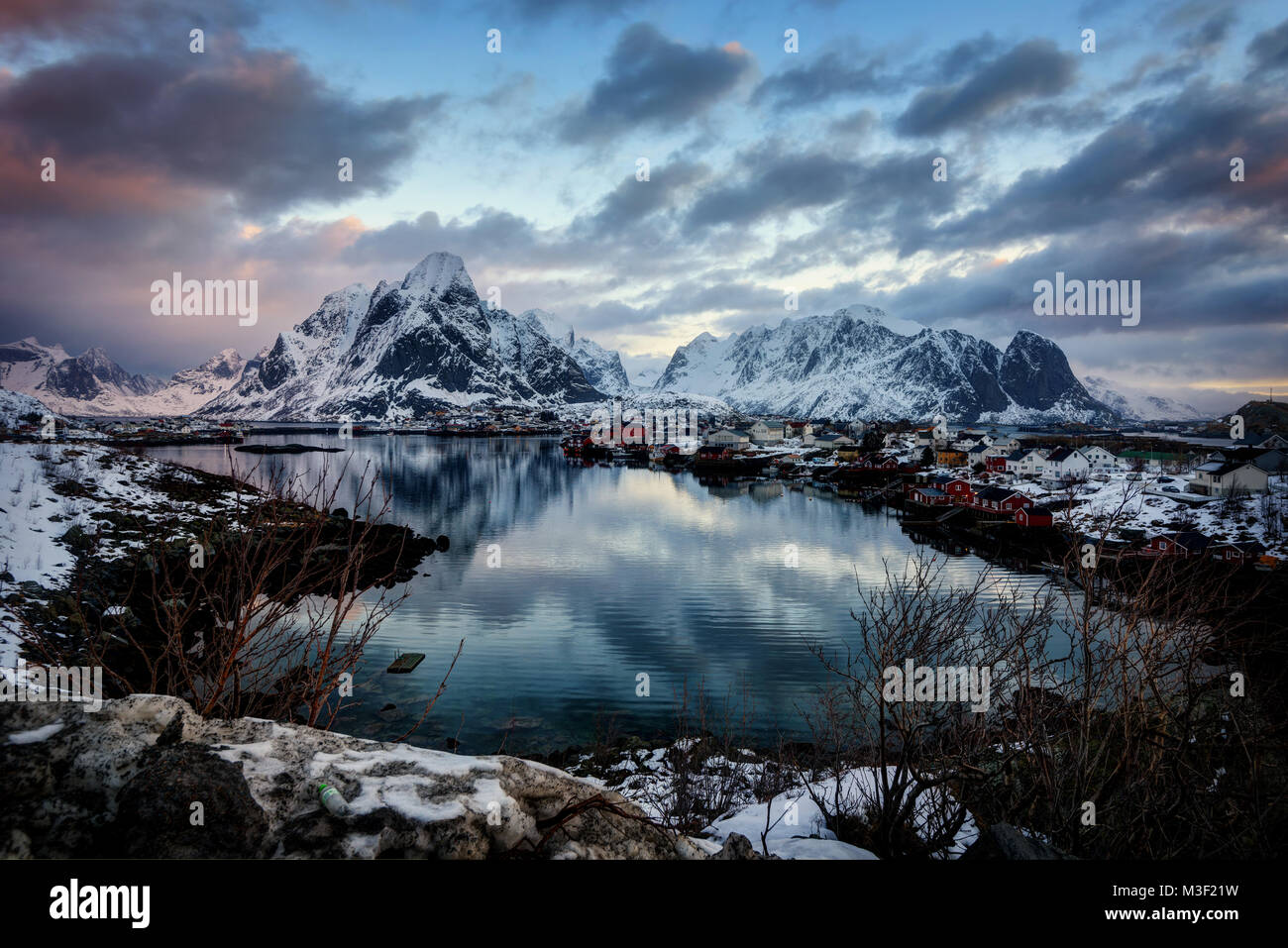 Reine harbor at sunrise hi-res stock photography and images - Alamy