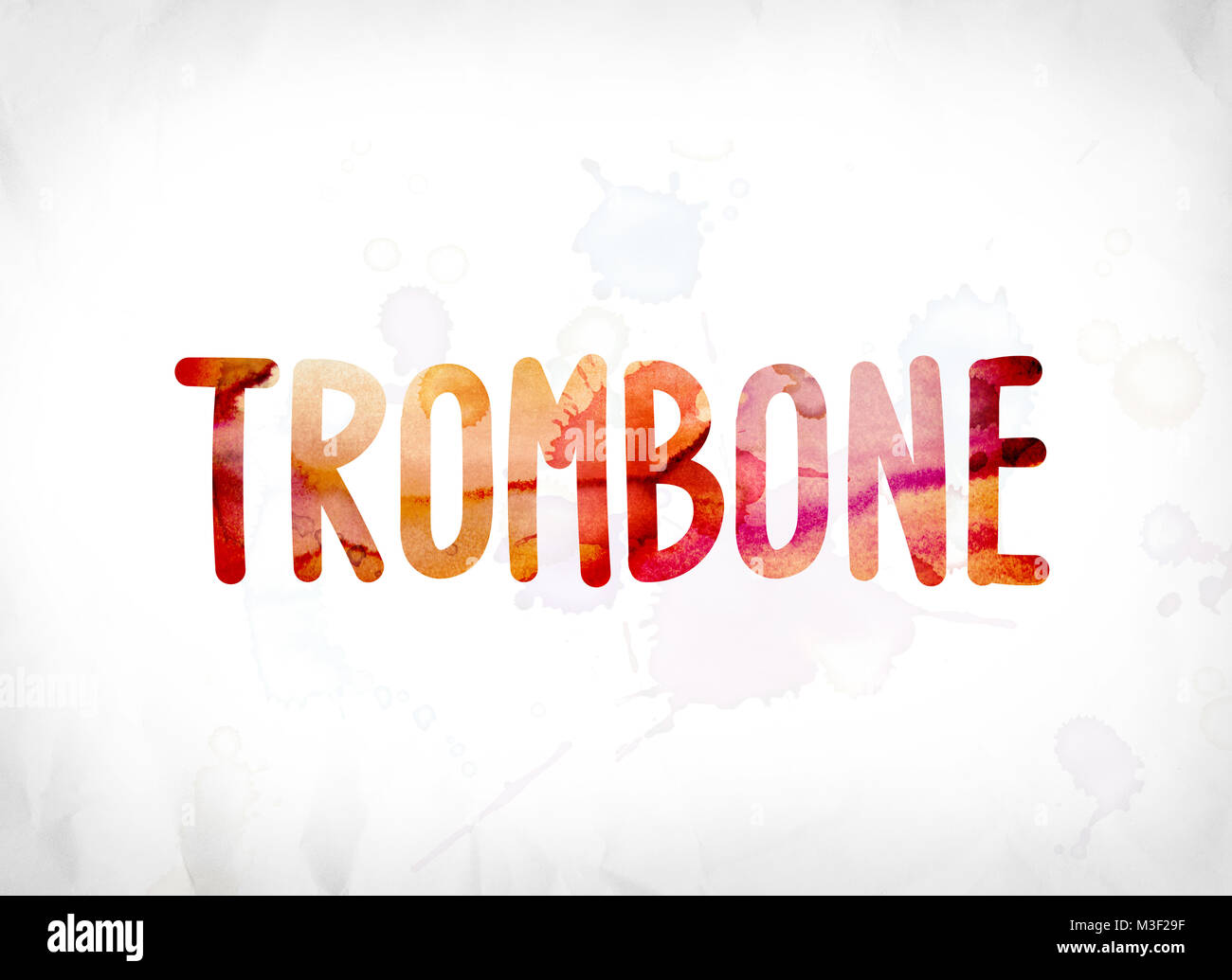 The word Trombone concept and theme painted in colorful watercolors on ...