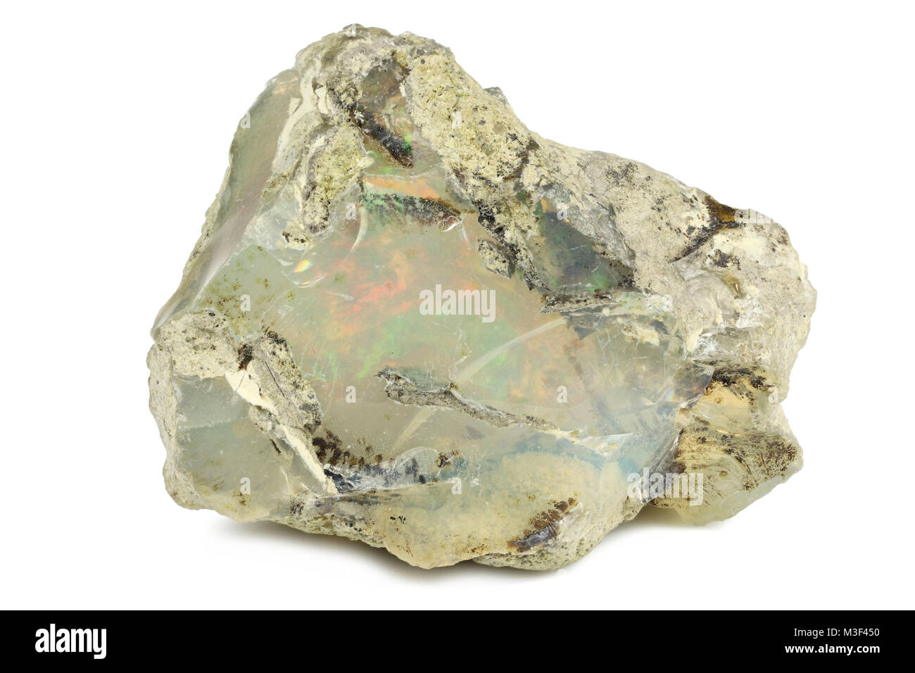 Ethiopian welo opal isolated on white background Stock Photo - Alamy