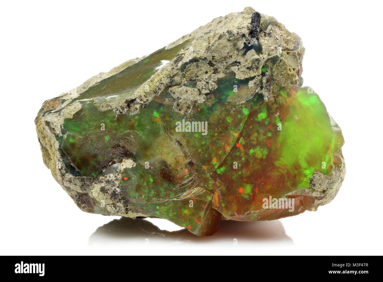 Ethiopian welo opal isolated on white background Stock Photo - Alamy
