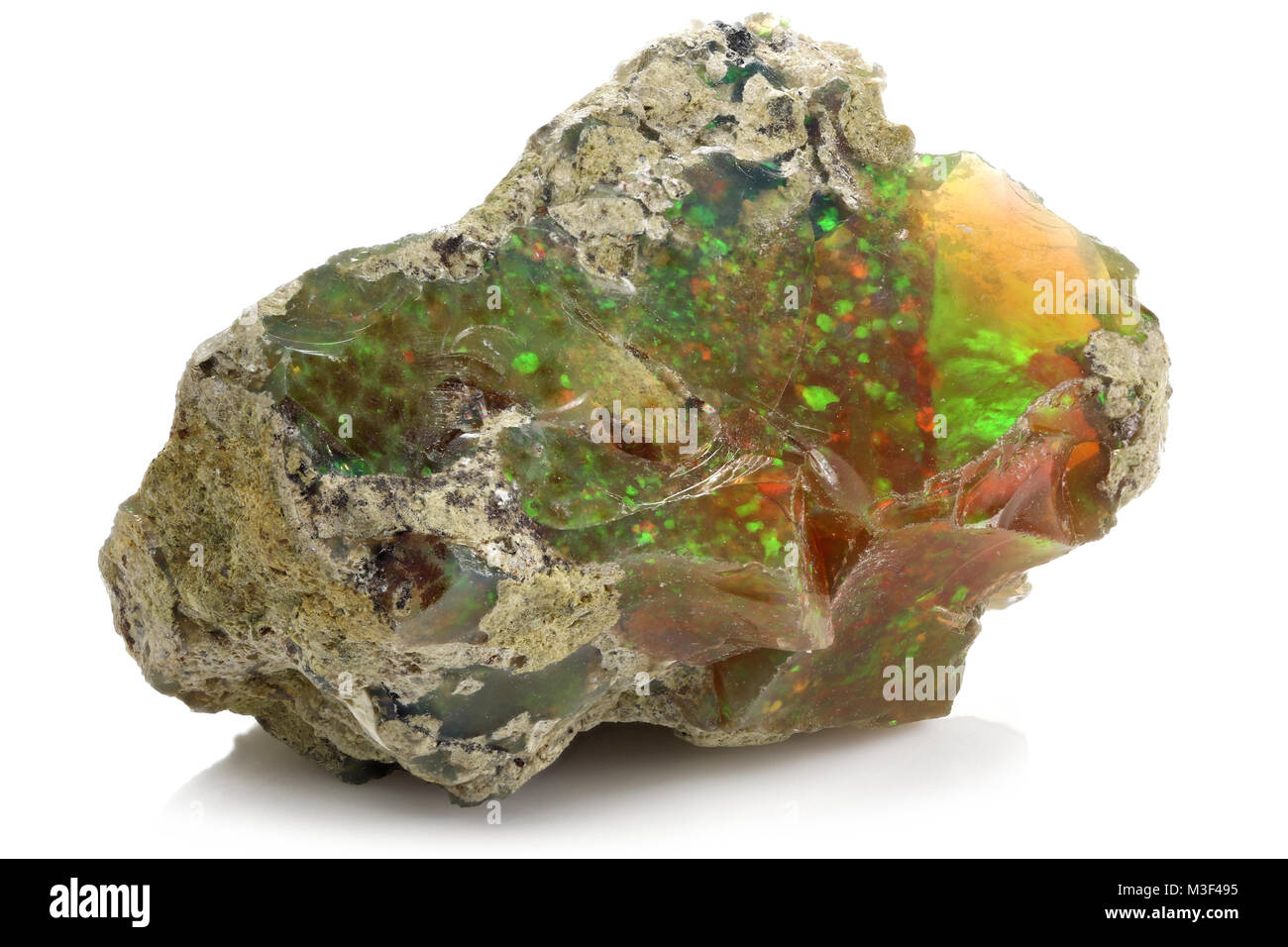 Ethiopian welo opal isolated on white background Stock Photo - Alamy