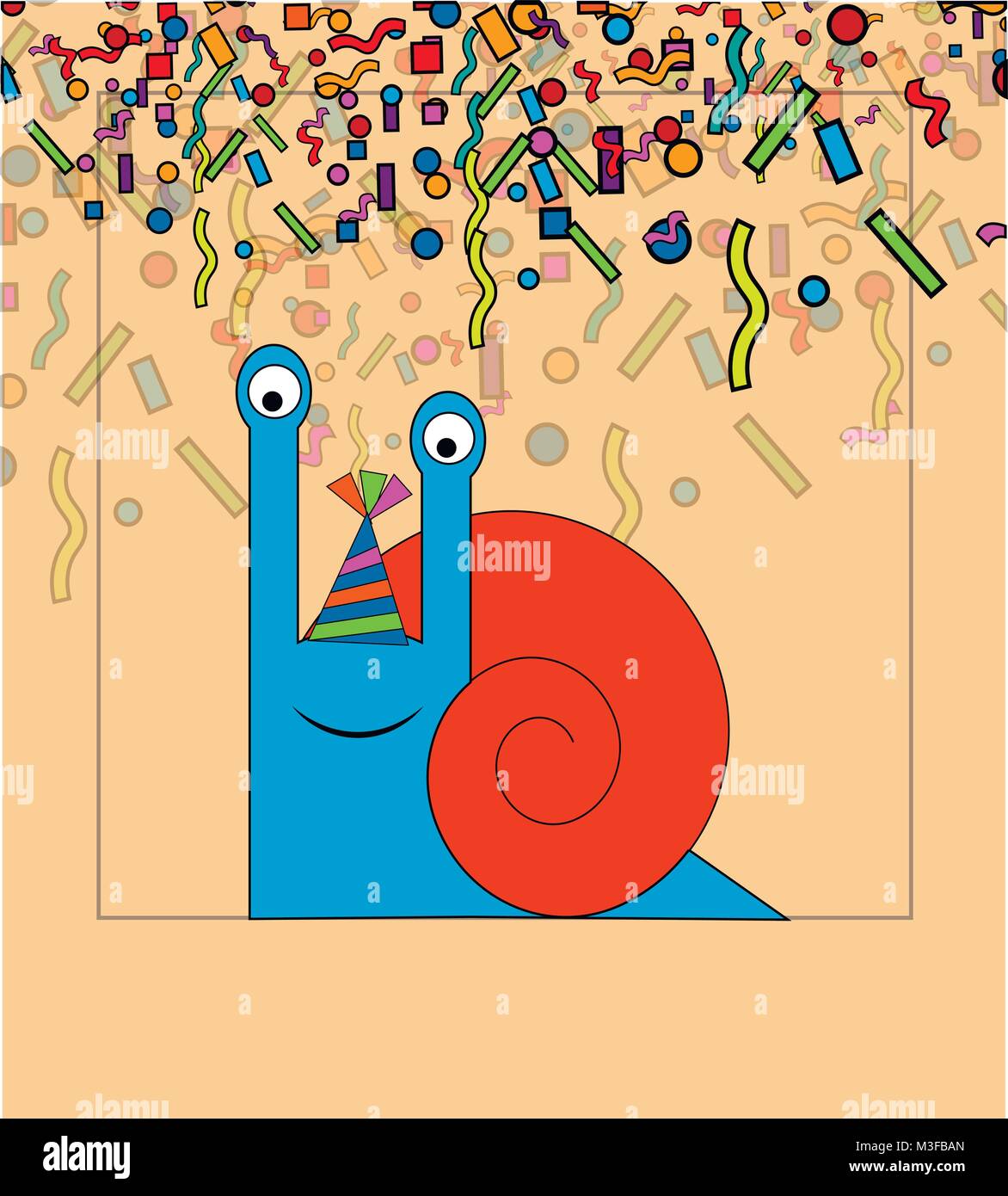 Vector hand drawn pattern with stylized cartoon snails on the light background. snail cartoon ...