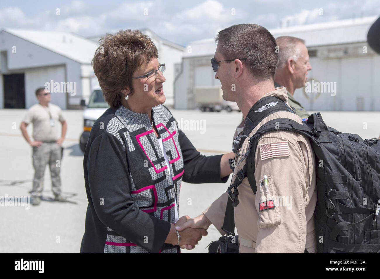 U.S. Rep. Jackie Walorski greets 1st. Lt Andrew Umbaugh, 74th Air ...