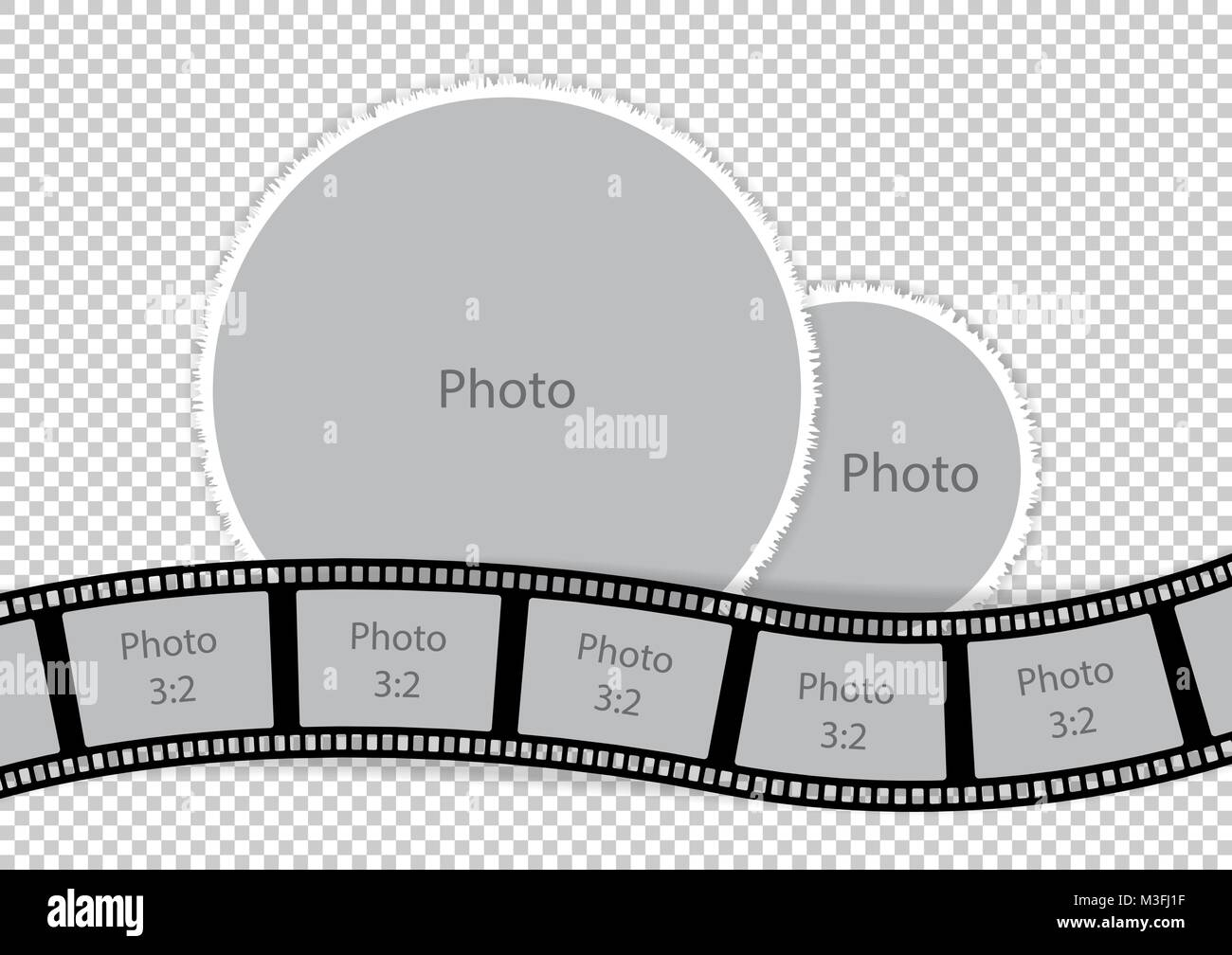 Round photoframes with film strip for family album. Vector illustration ...
