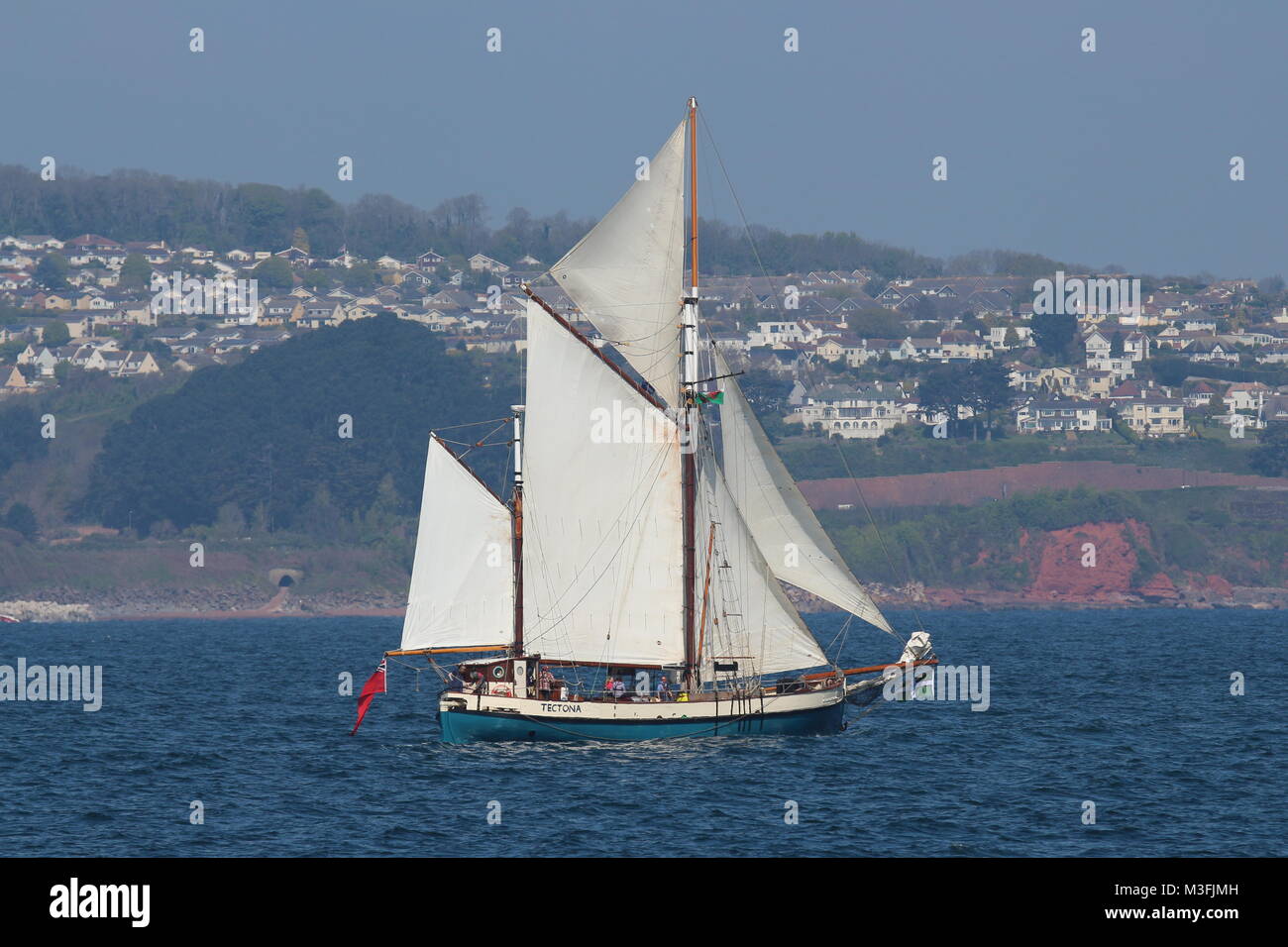 Gaff-Rigged Ketch Tectona sailing in Torbay Stock Photo - Alamy