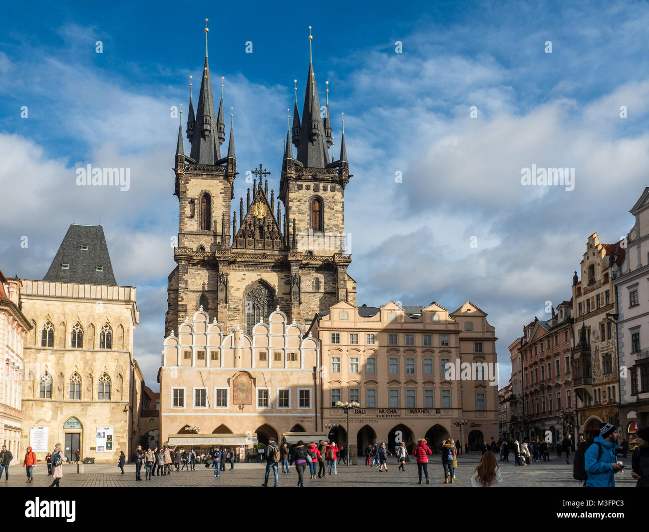 Prague city center city hall famous clock tower hi-res stock ...