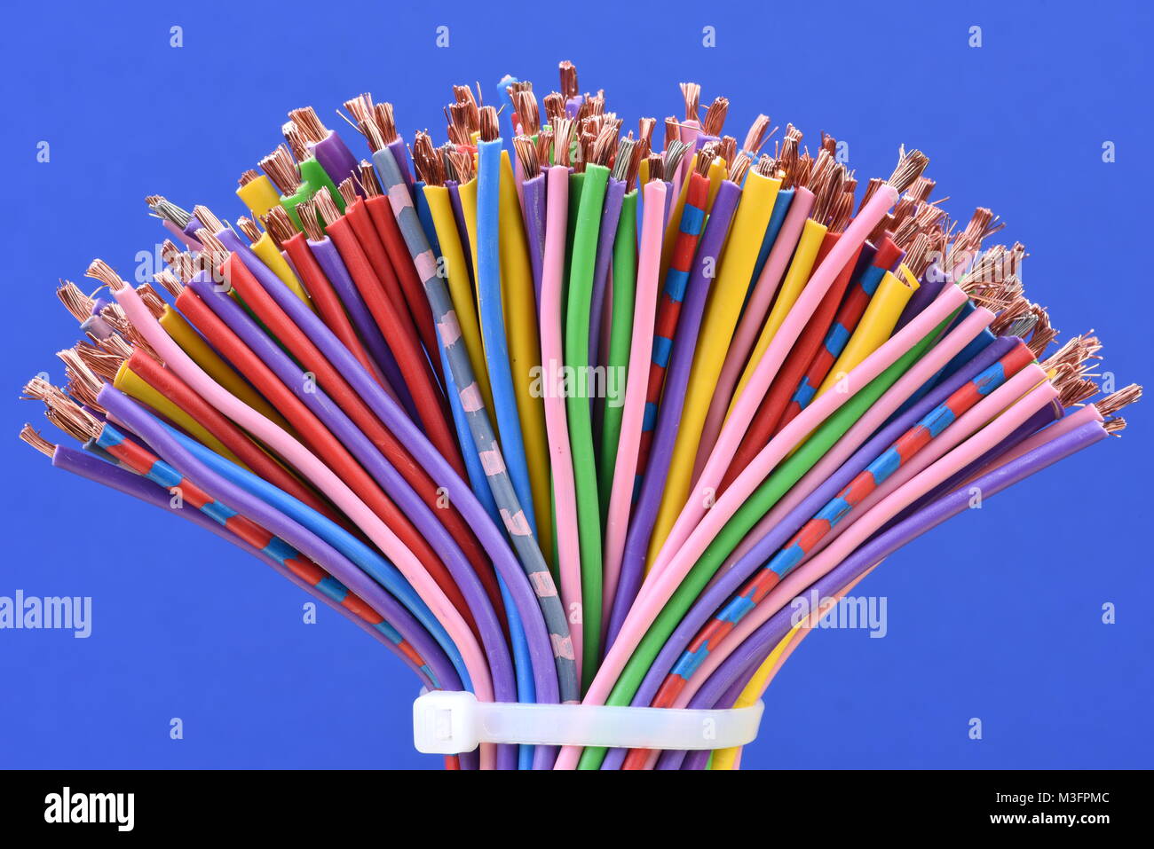 Colored electric cables closeup Stock Photo - Alamy