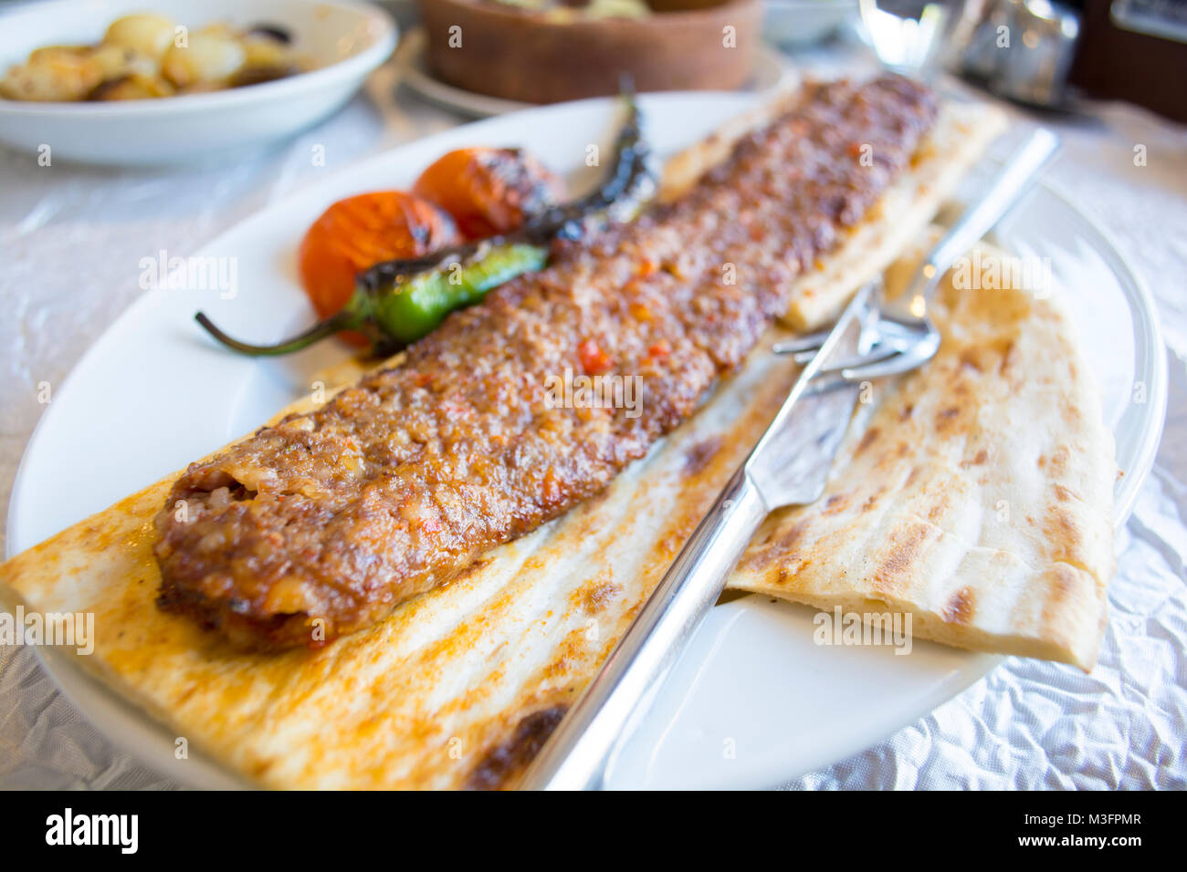 turkish and arabian traditional adana and urfa kebab minced meat kebab ...
