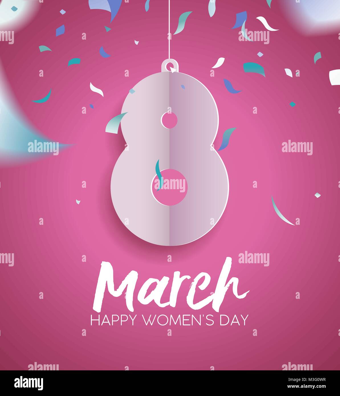 Happy Women's Day 2018 greeting card illustration, paper cut March 8 ...