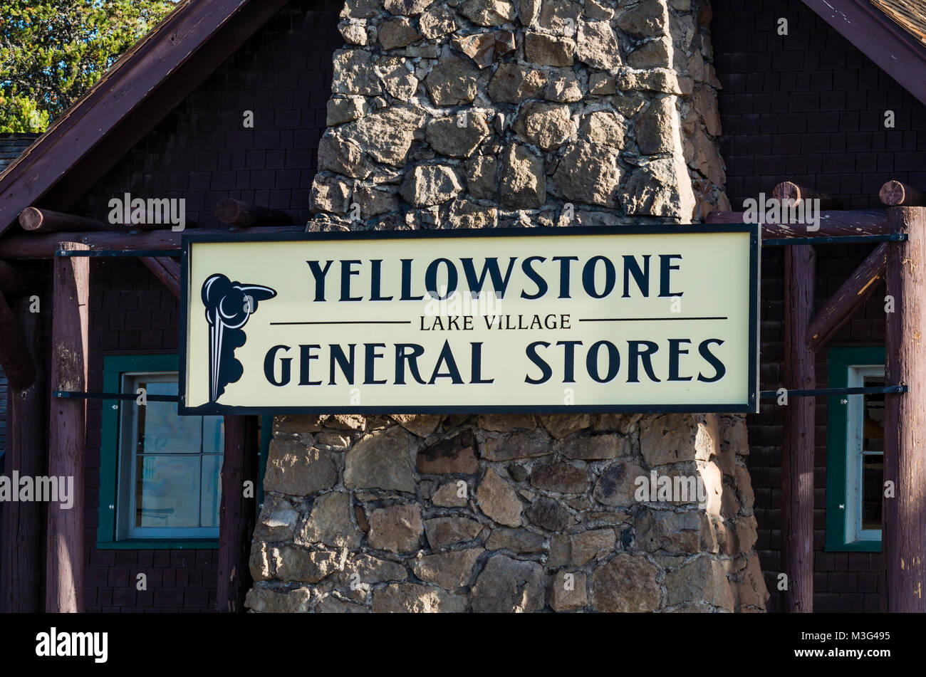 Sign for the Lake Village General Store. Yellowstone National Park ...