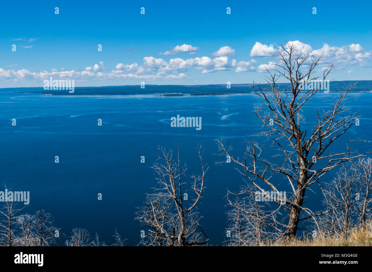 View of Yellowstone Lake from Lake Butte Overlook. Yellowstone National ...