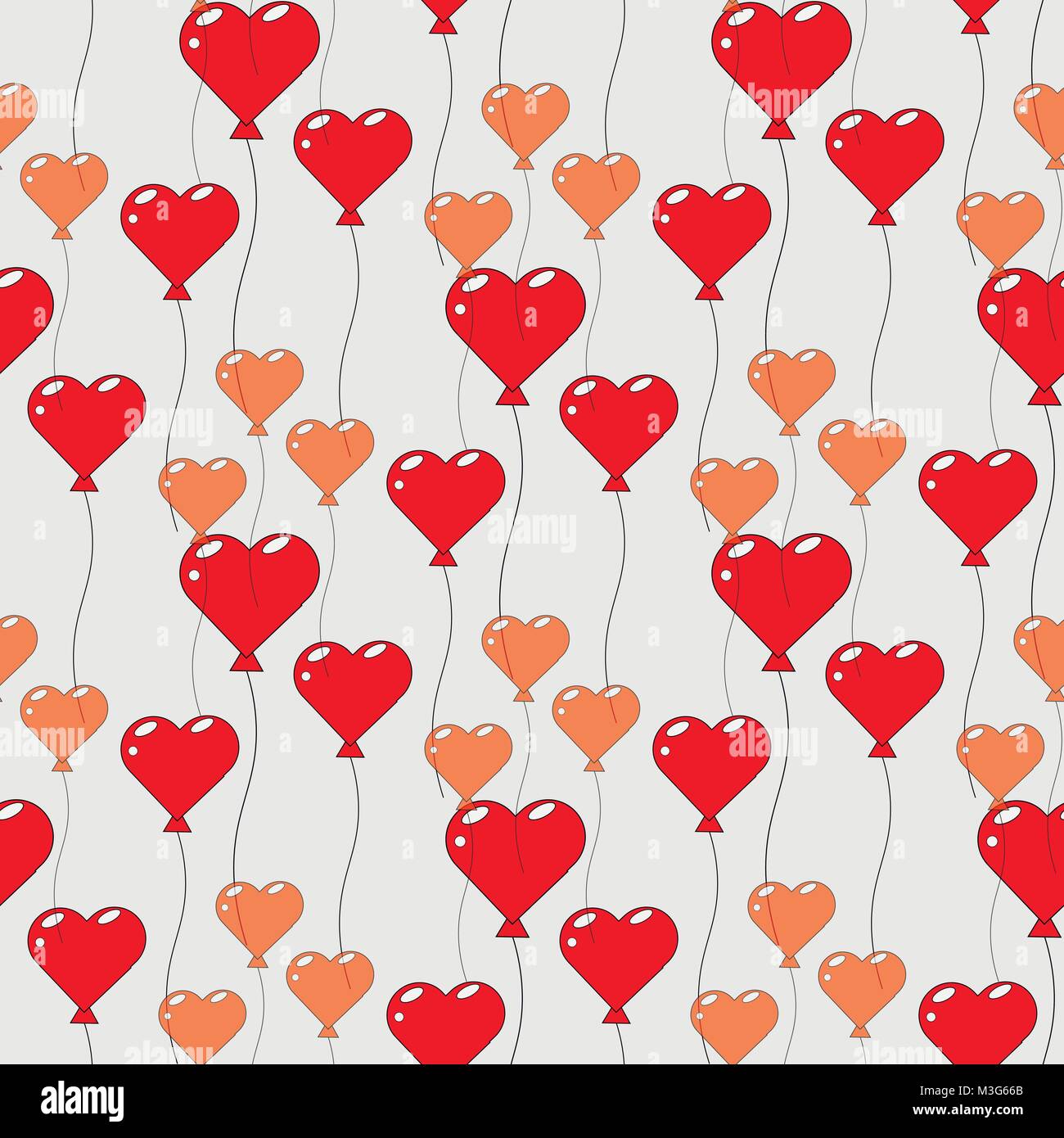 Seamless pattern with flying balloons in the shape of a heart. Design ...