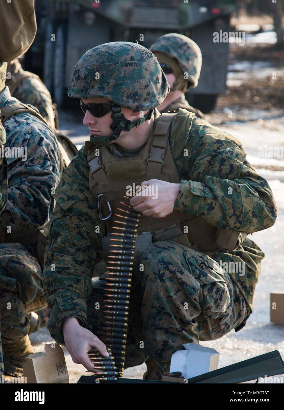 U.S. Marine with Marine Unmanned Aerial Vehicle Squadron (VMU) 2 holds ...