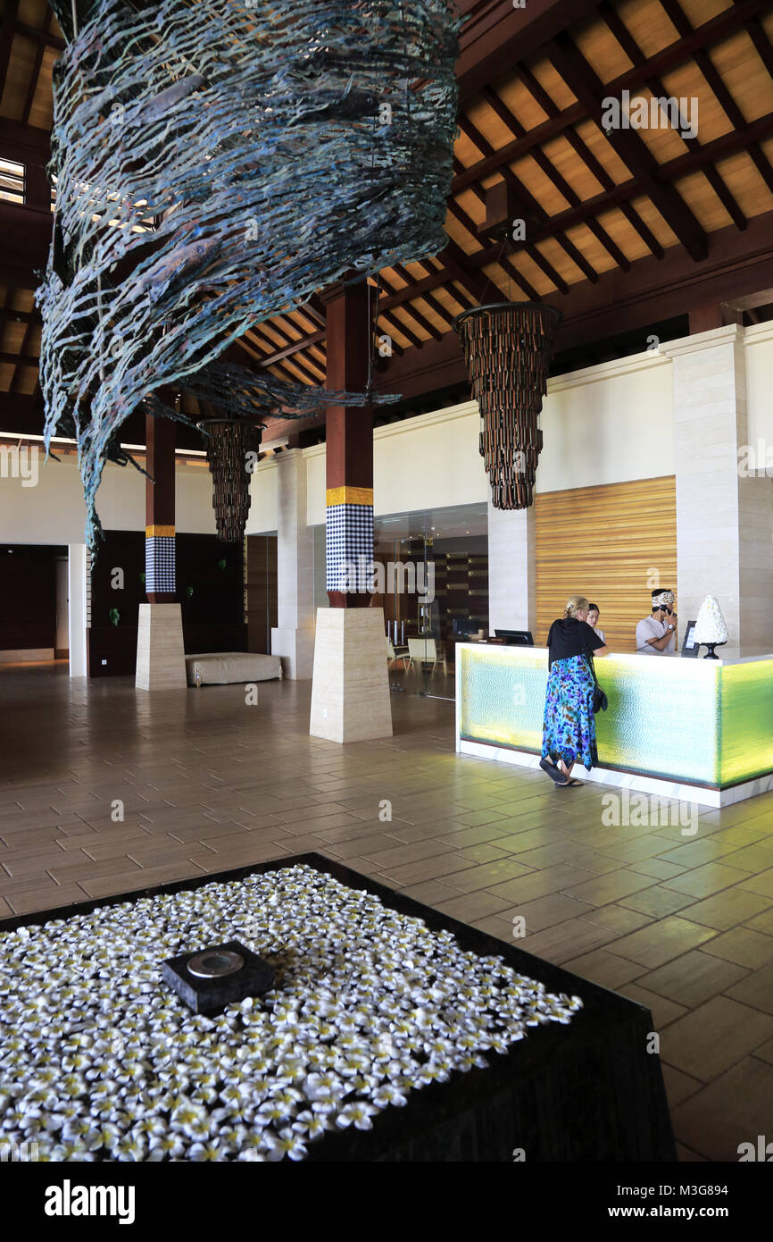 The lobby of Ritz-Carlton Bali Hotel Resort. Nusa Dua. Bali. Indonesia ...