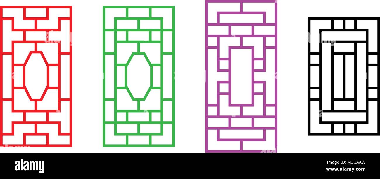 Chinese rectangle window frame in vector art design Stock Vector Image ...