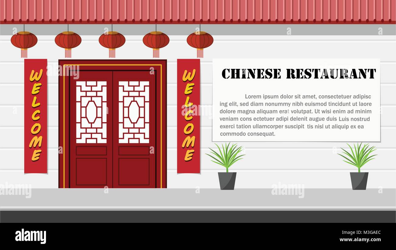 Chinese architecture and restaurant front view, vector Stock Vector ...