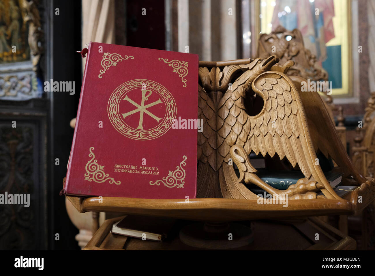 A Greek orthodox prayer book bearing the Chi Rho symbol also known as ...