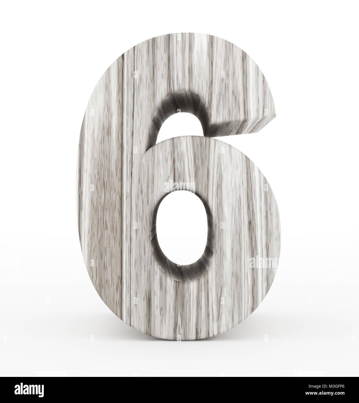 number 6 3d wooden isolated on white - 3d rendering Stock Photo - Alamy