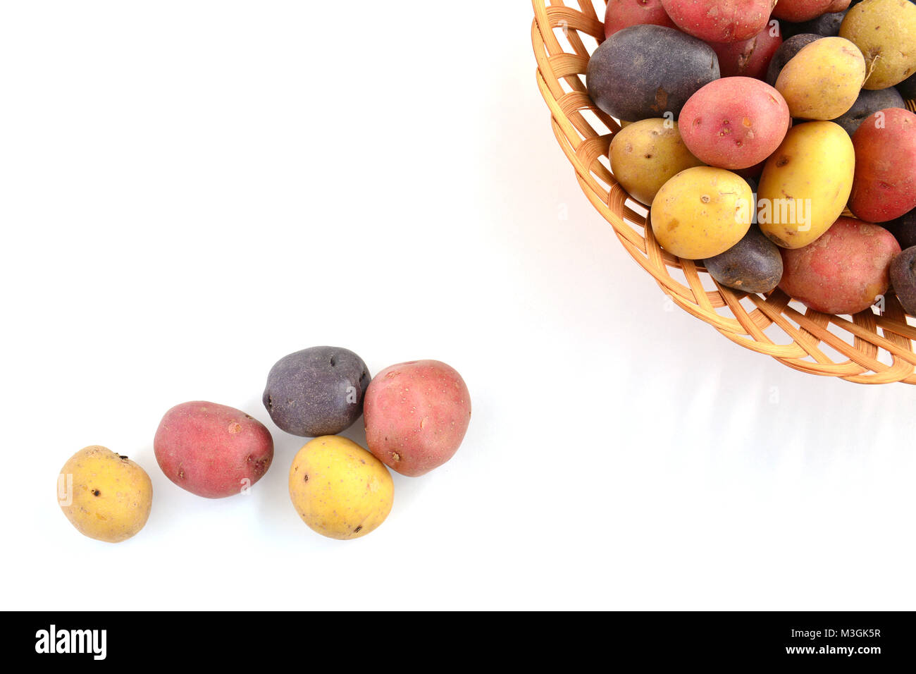 Tricolor mini potatoes in horizontal format and shot in natural light ...