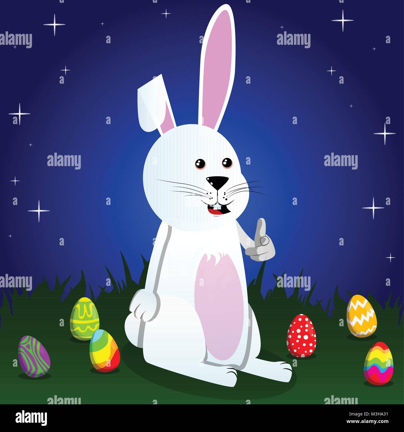 Easter bunny pointing at the viewer with his hand. Vector cartoon ...