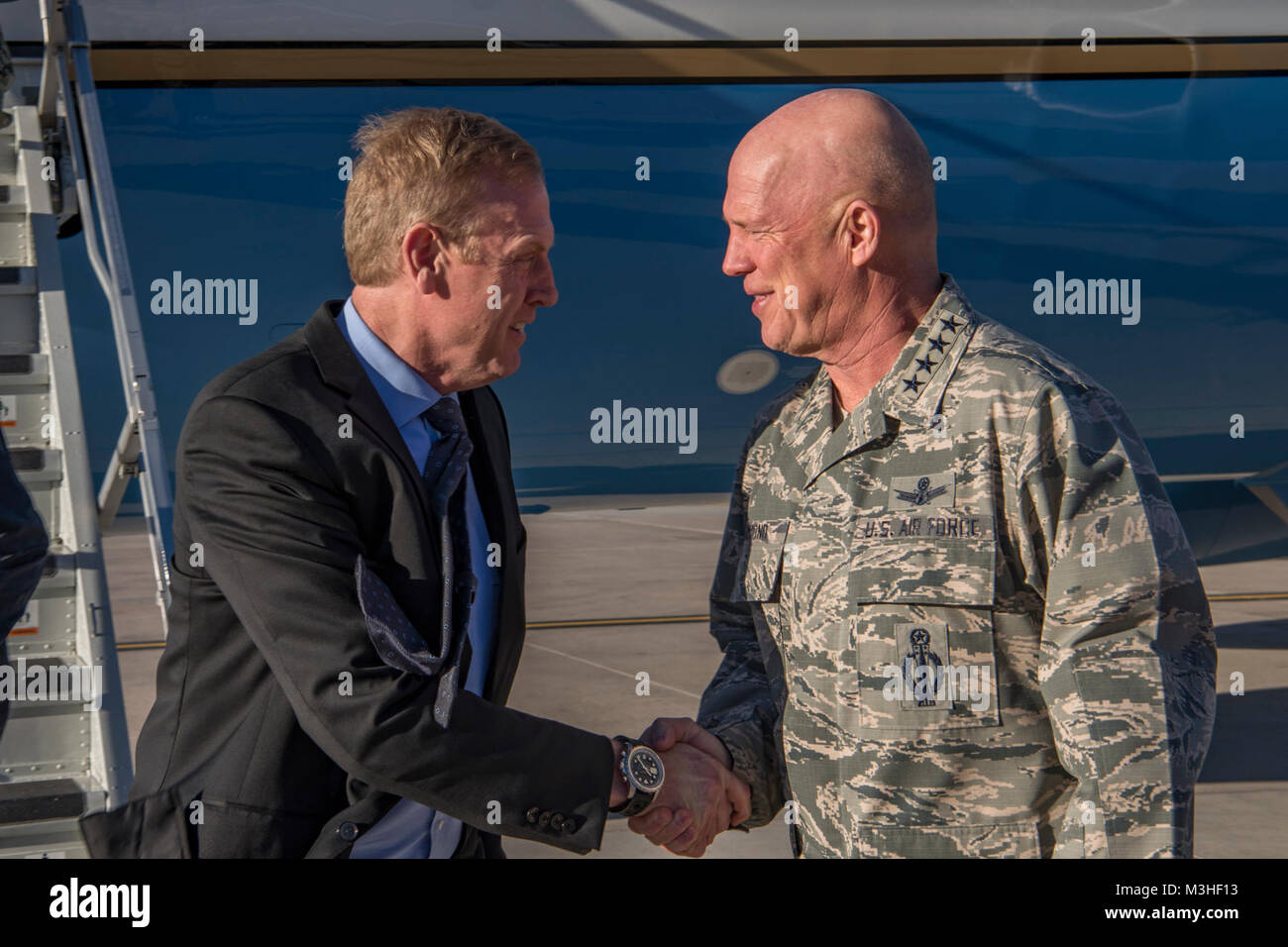 U.S. Air Force Gen. Jay Raymond (right), commander of Air Force Space ...