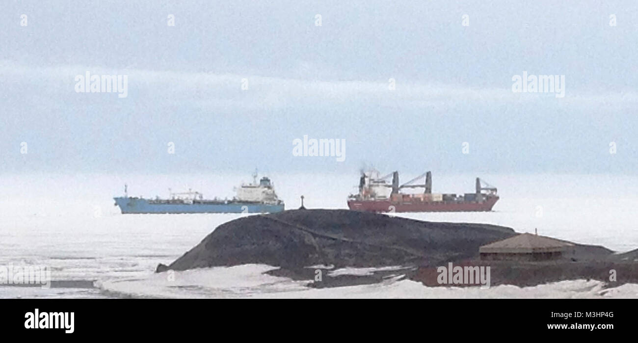 Military Sealift Command chartered ships MV Ocean Giant (front right ...