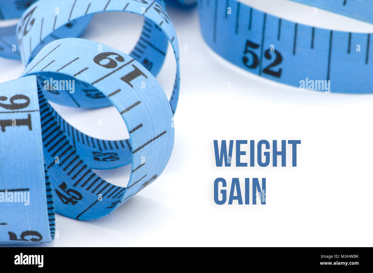 Weight gain, health concept, close up & selective focus of blue ...