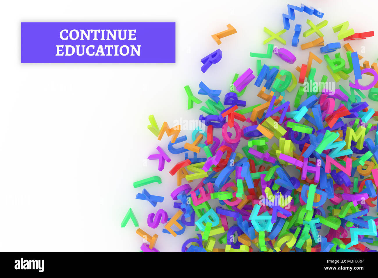 Continue education conceptual with stack of colorful alphabets letters ...