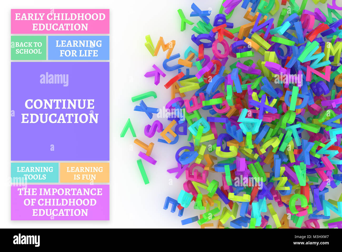 Continue education conceptual word cloud with stack of colorful ...