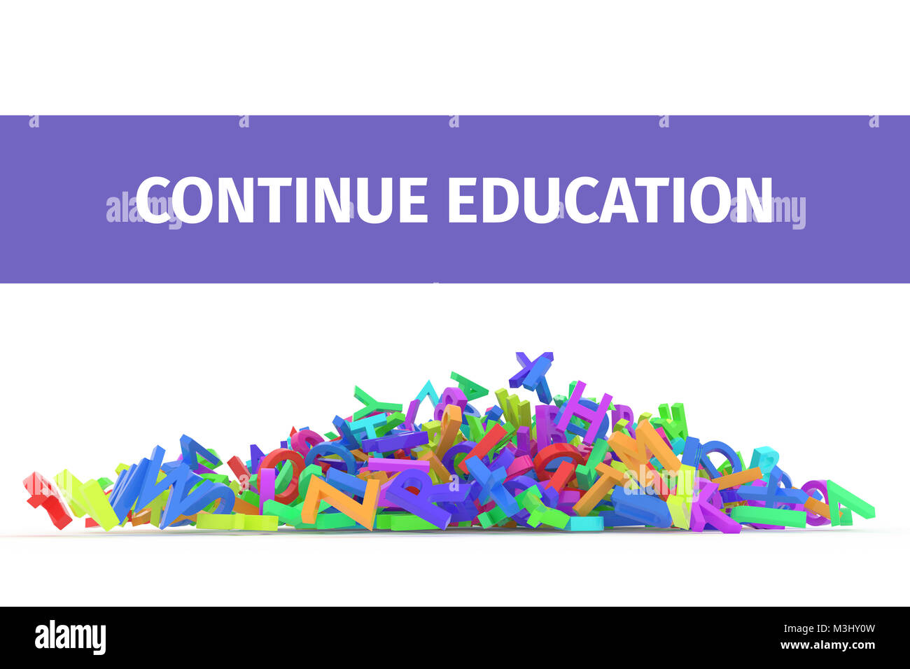 Continue education conceptual with stack of colorful alphabets letters ...