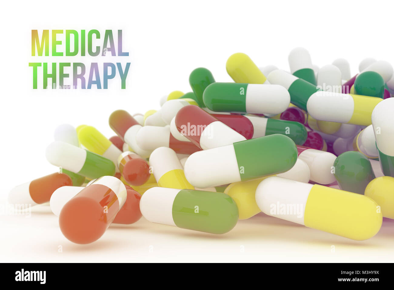 Medical therapy, health conceptual with bunch of capsules, medicine or ...