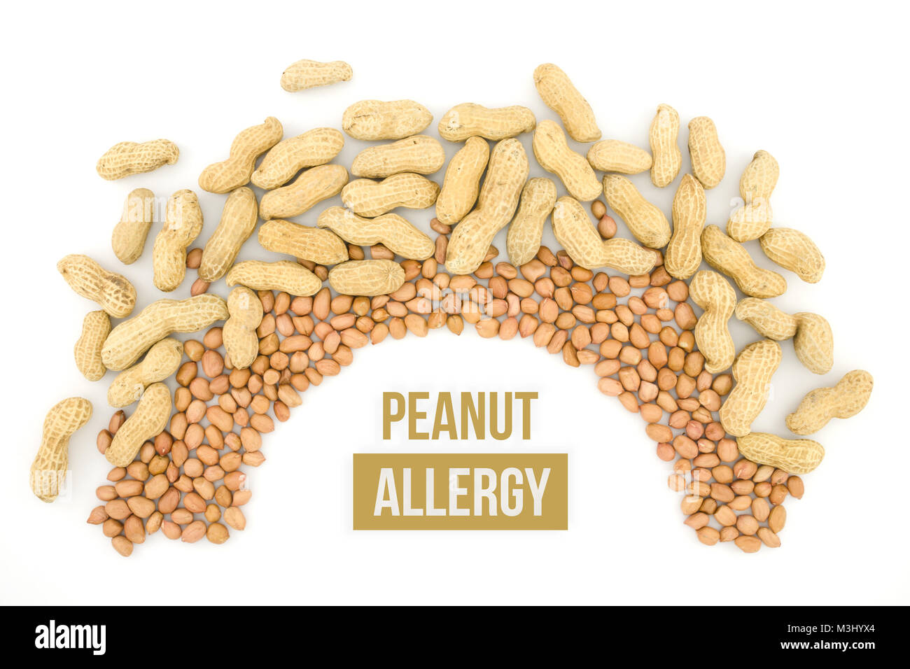 Peanut or groundnut food allergy health concept, close up on wooden ...