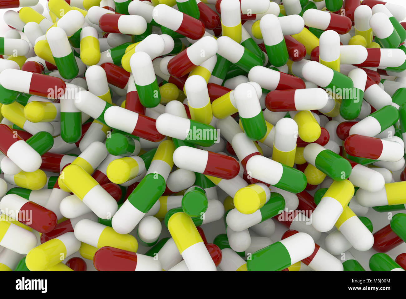 Health conceptual with bunch of capsules, medicine or pills, view from ...