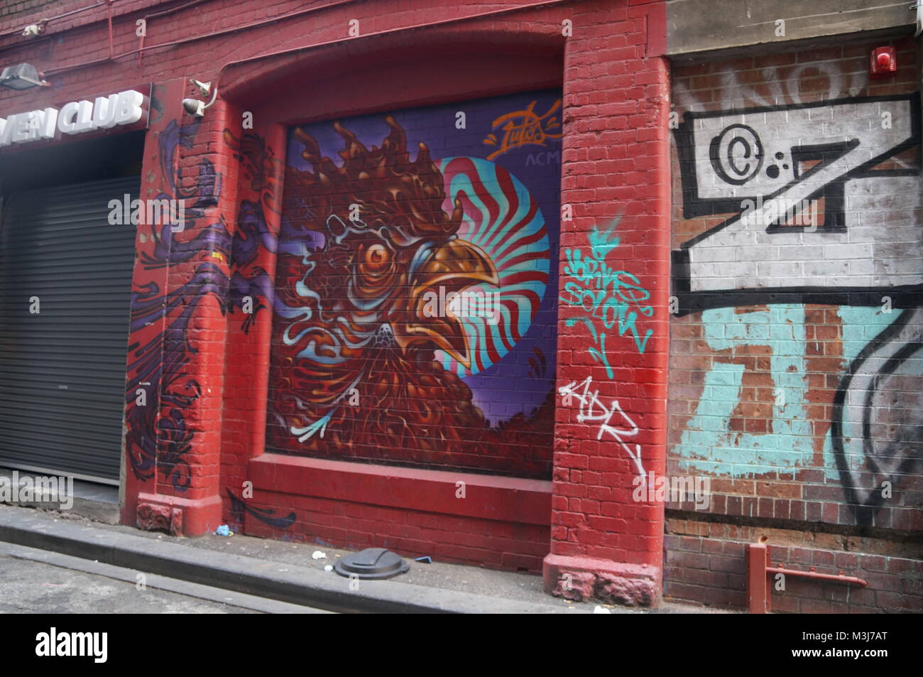 poison chicken Streetart Graffiti Melbourne Stock Photo - Alamy