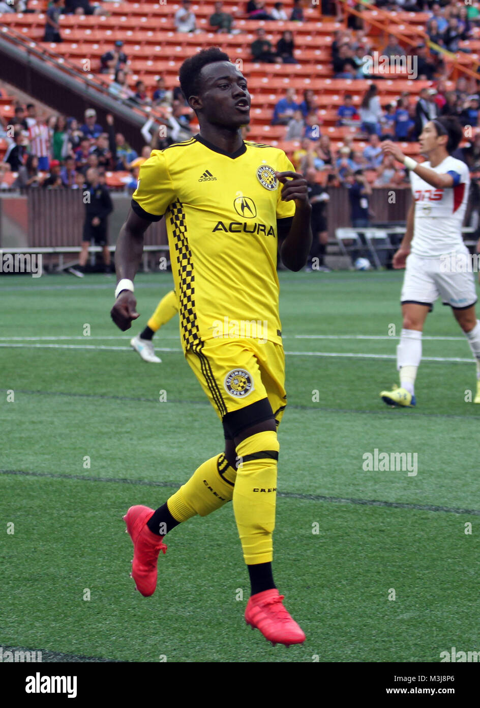 February 10, 2018 - Columbus Crew SC forward Edward Opoku #27 scores ...