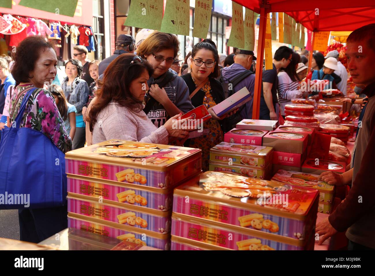 San Francisco, USA. 10th Feb, 2018. People shop for goods on the ...