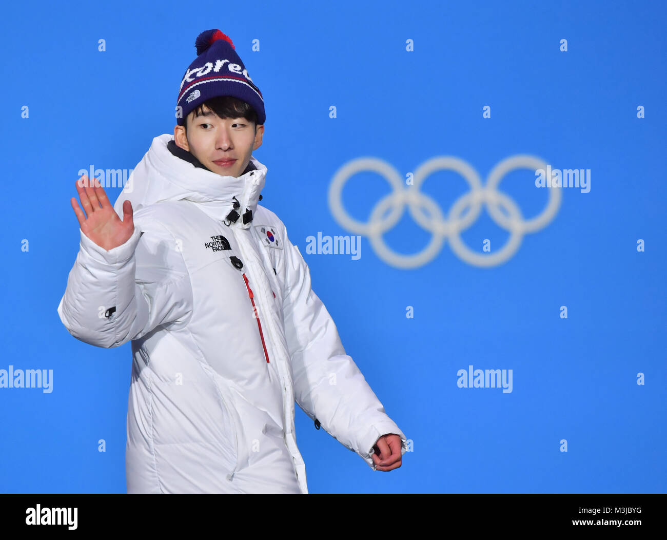 Pyeongchang, South Korea. 11th Feb, 2018. Champion Lim Hyojun from South Korea walks to podium ...
