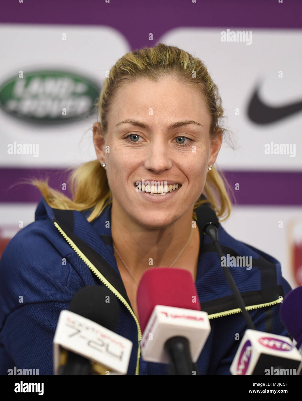 Doha, Qatar. 11th Feb, 2018. Angelique Kerber of Germany attends a ...