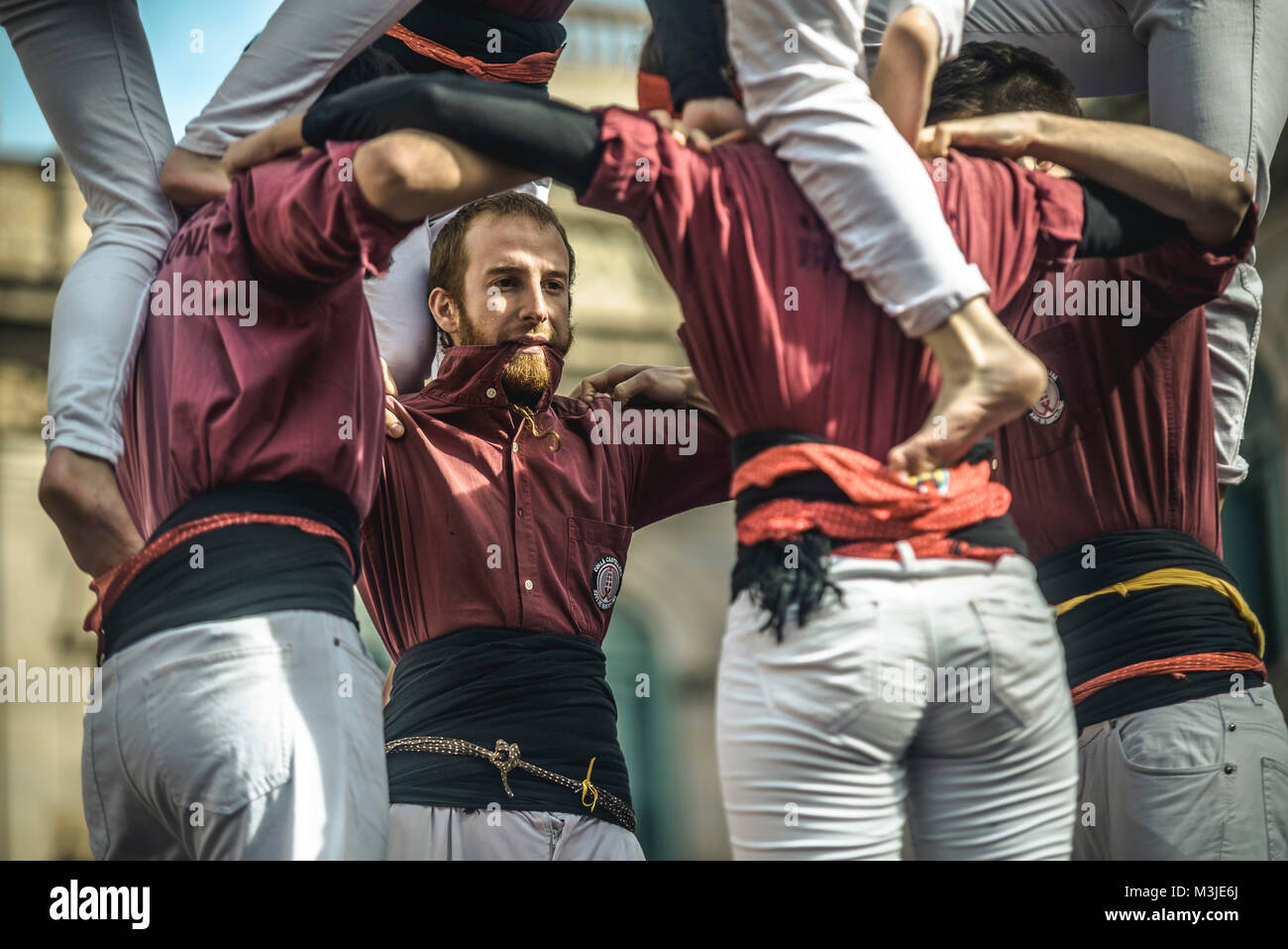 Barcelona, Spain. 11 February, 2018: The 'Colla Jove de Barcelona ...