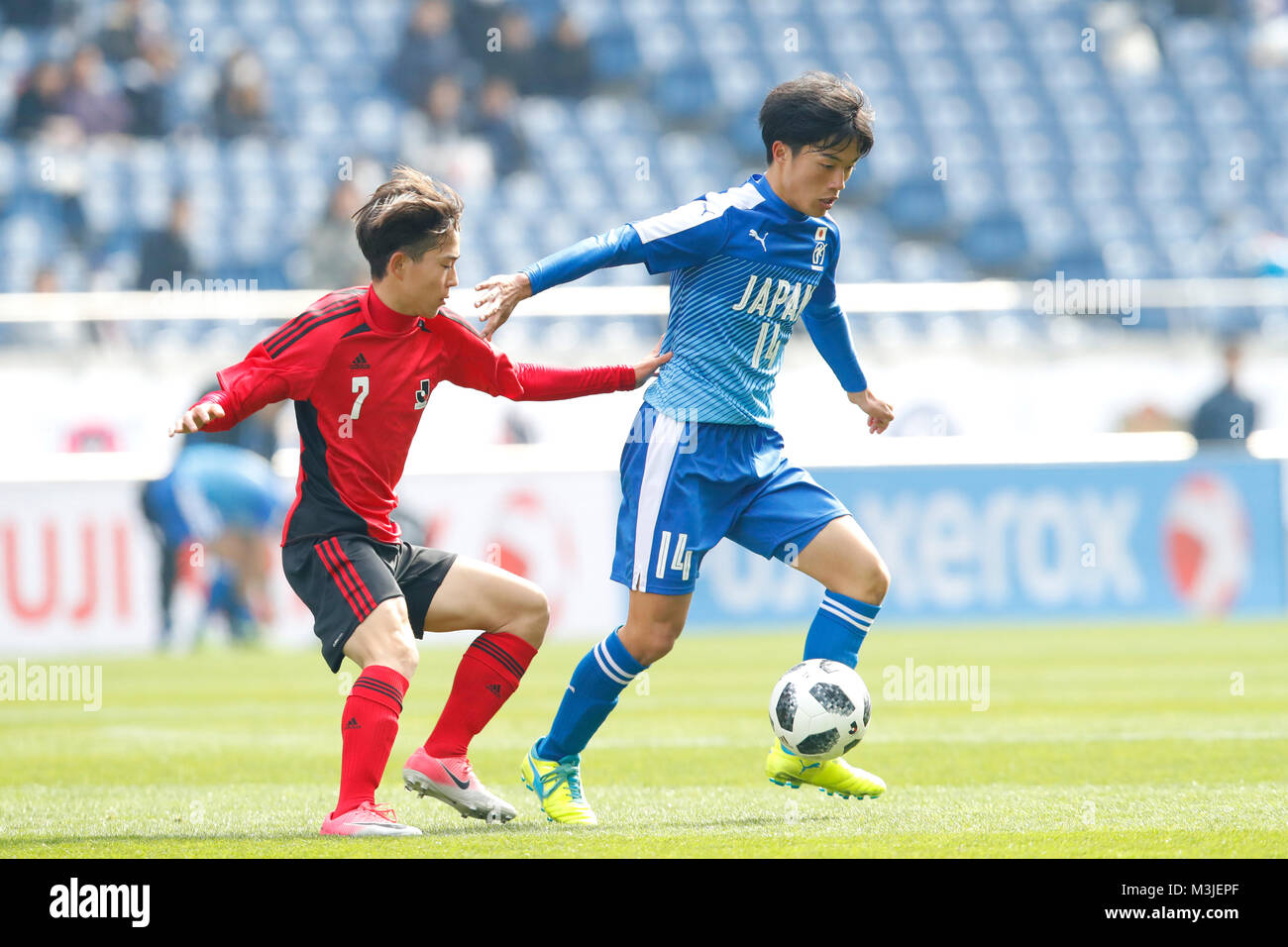 Saitama, Japan. 10th Feb, 2018. (L to R) Koki Morita (U-18 J.League), Ryo Tabei (High school ...
