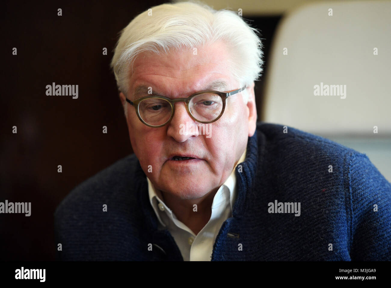 German President Frank-Walter Steinmeier sits in the conference room of ...