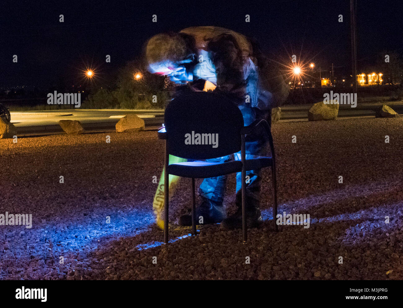 A U.S. Air Force Airman participates in a post-attack reconnaissance ...