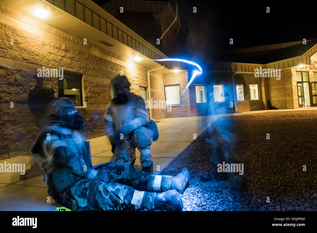 U.S. Air Force Airmen participate in a post-attack reconnaissance sweep ...